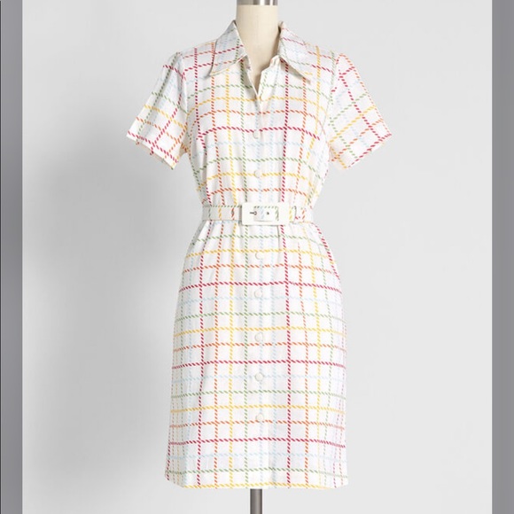 Modcloth | Dresses | Rainbow Plaid Shirt Dress | Poshmark